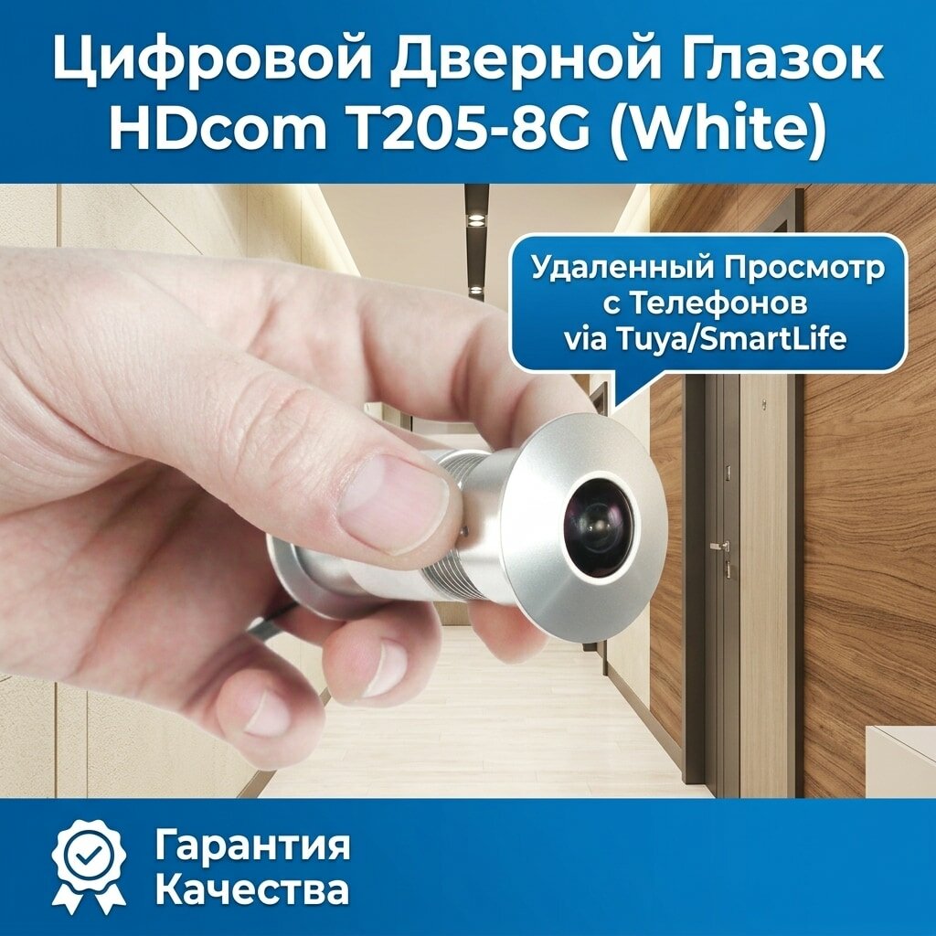WIFI IP видеоглазок с записью на SD и датчиком HDcom T205-8G