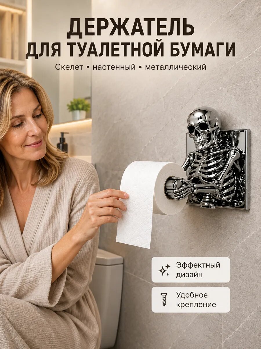 Держатель туалетной бумаги скелет настенный
