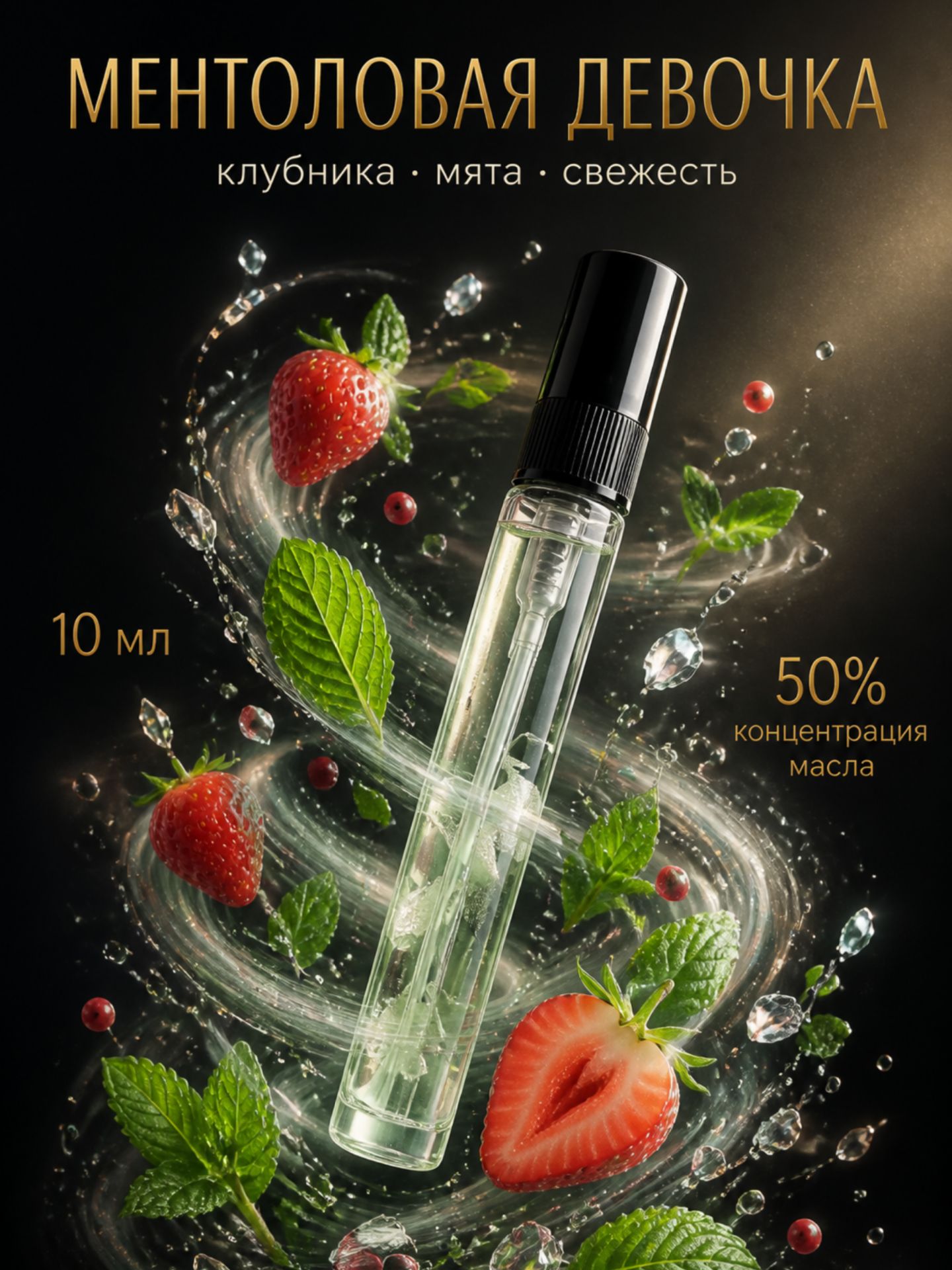 Духи масляные женские, парфюм "Ментоловая девочка", 10 мл, с ароматом мяты, клубники