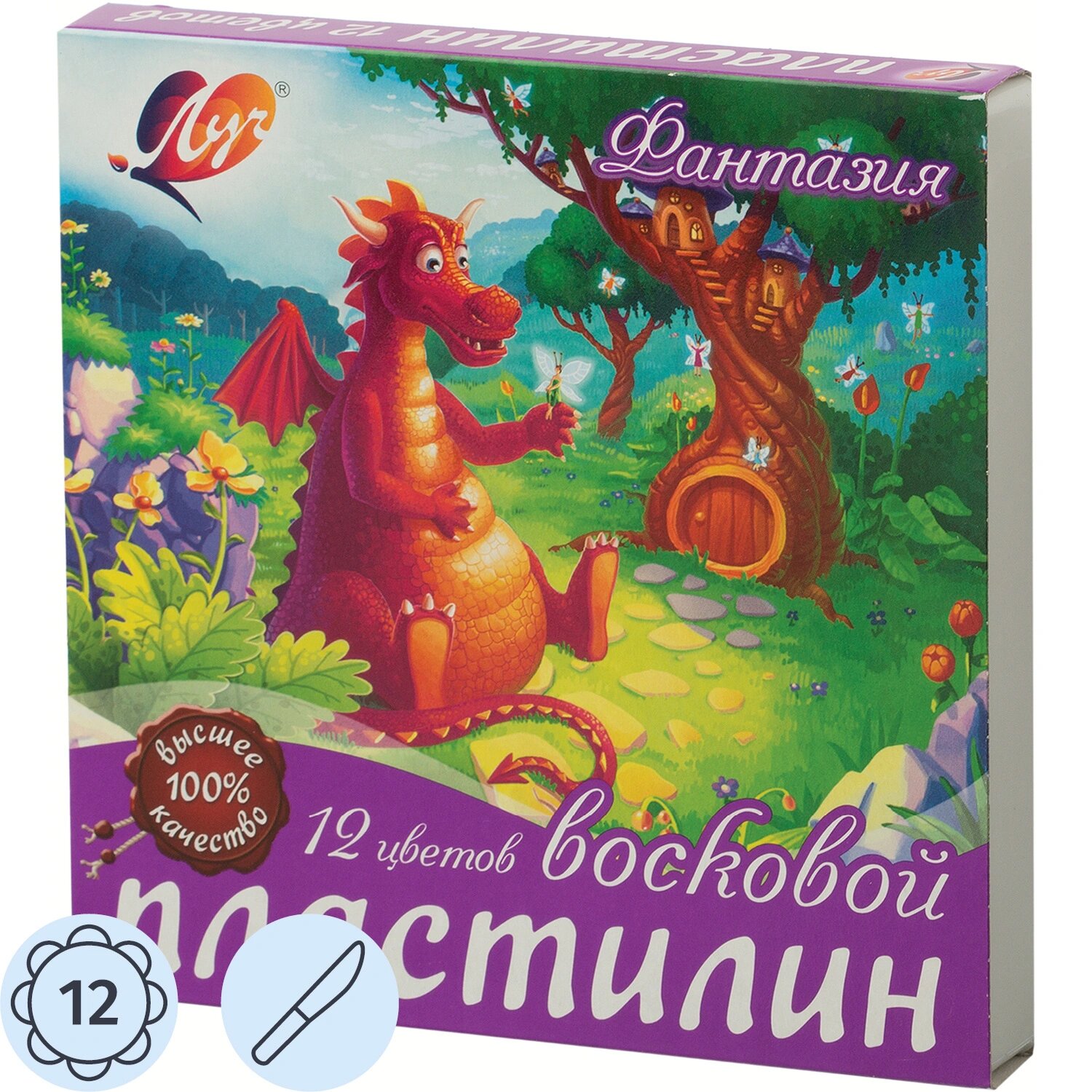 Луч Пластилин восковой Луч Фантазия 12 цветов 210 грамм