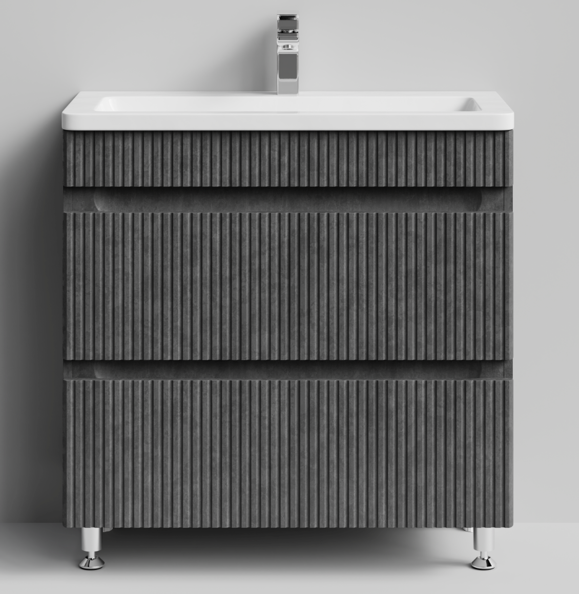 Тумба с раковиной Modules, Напольная, серый камень, 80 см x 36см