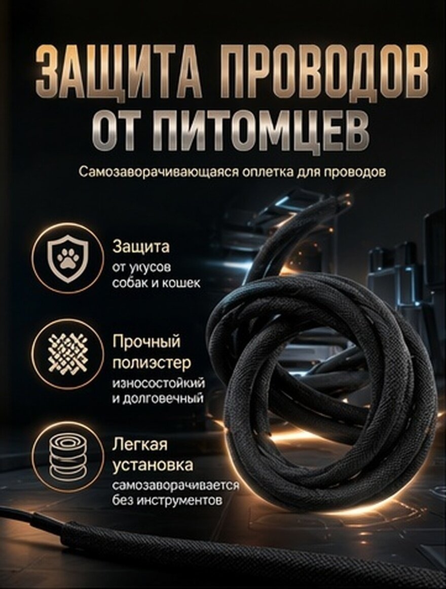 Защитный Чехол Для Кабелей От Животных Из Полиэстера Размер 300.00X0.80X0.80Cm
