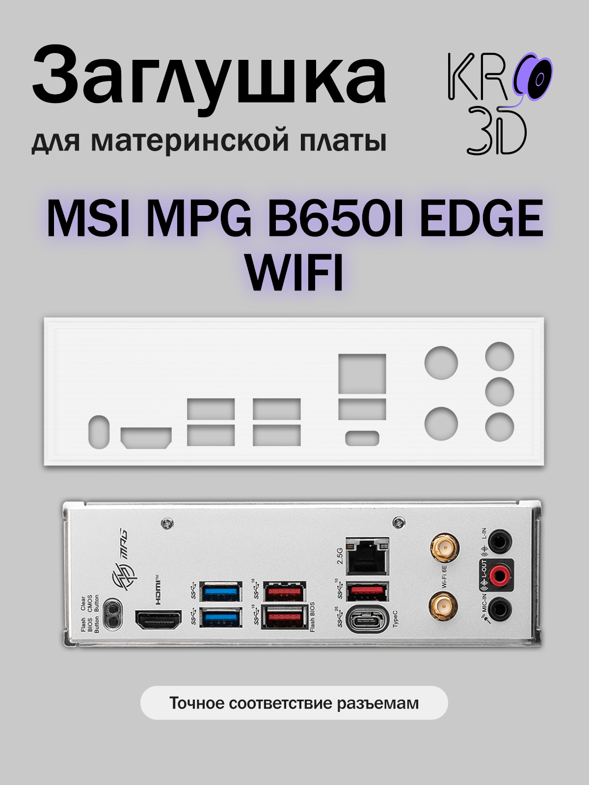 Заглушка для материнской платы MSI MPG B650I EDGE WIFI белая