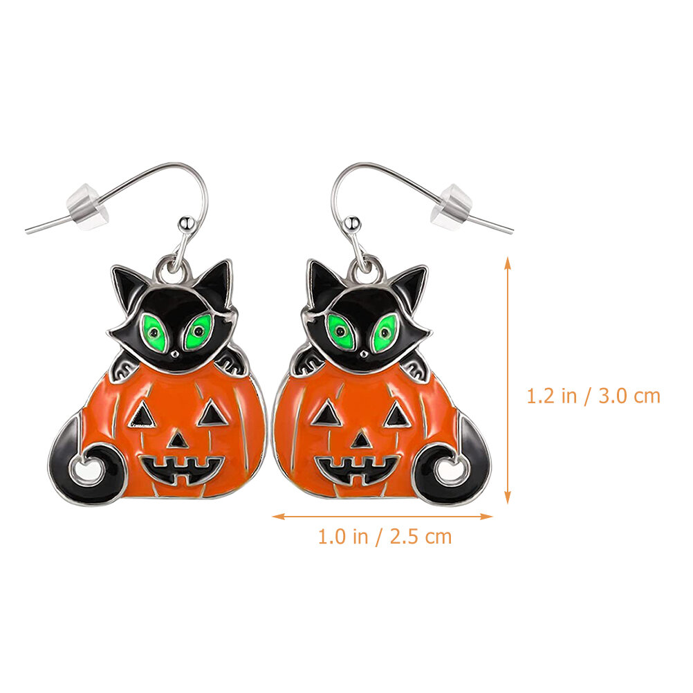 Серьги Длинные Женские С Halloween Элементами В Forme тыквы И Кошки 1 Пара 3X2.5Cm
