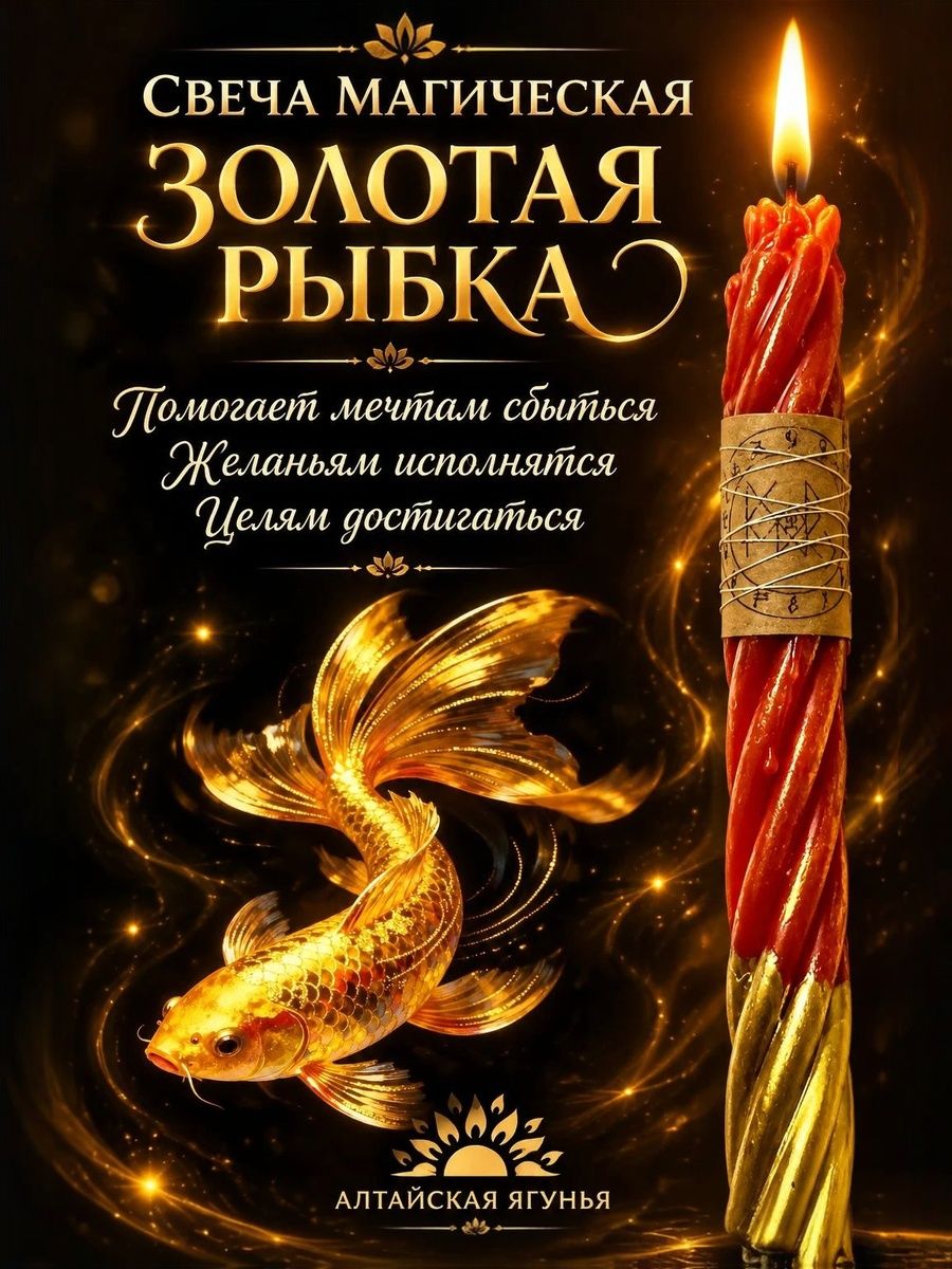 Свеча Магическая "золотая рыбка" для исполнение желания