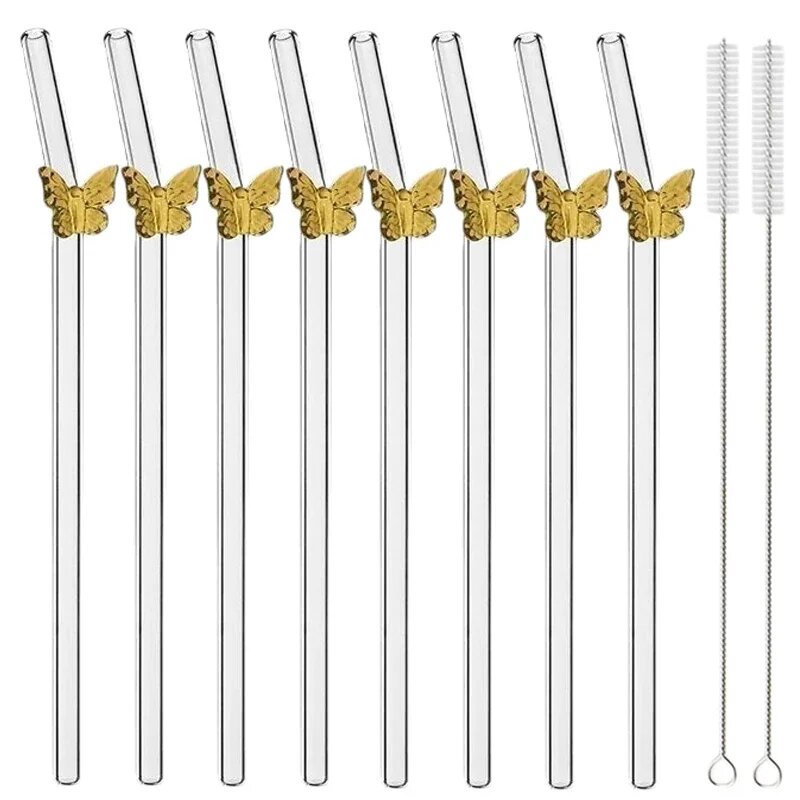 Набор из 8 стеклянных трубочек AJOYOUS Gold 8Pcs