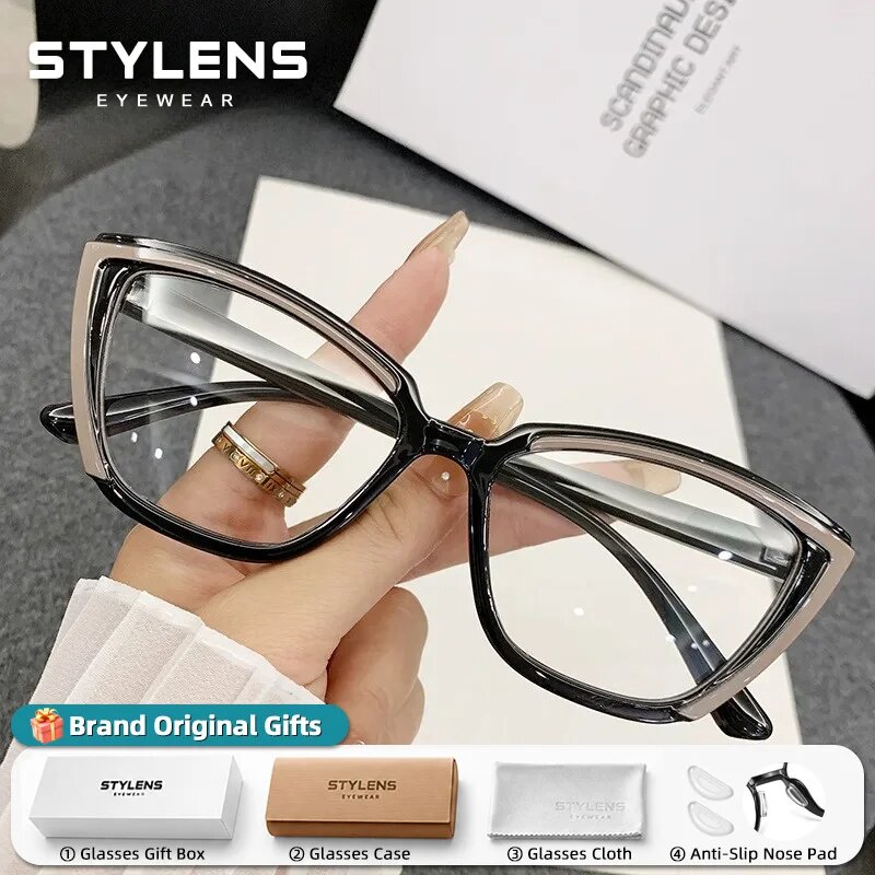 STYLENS Женские очки для чтения ацетат CR-39 C1-Black Brown, -250