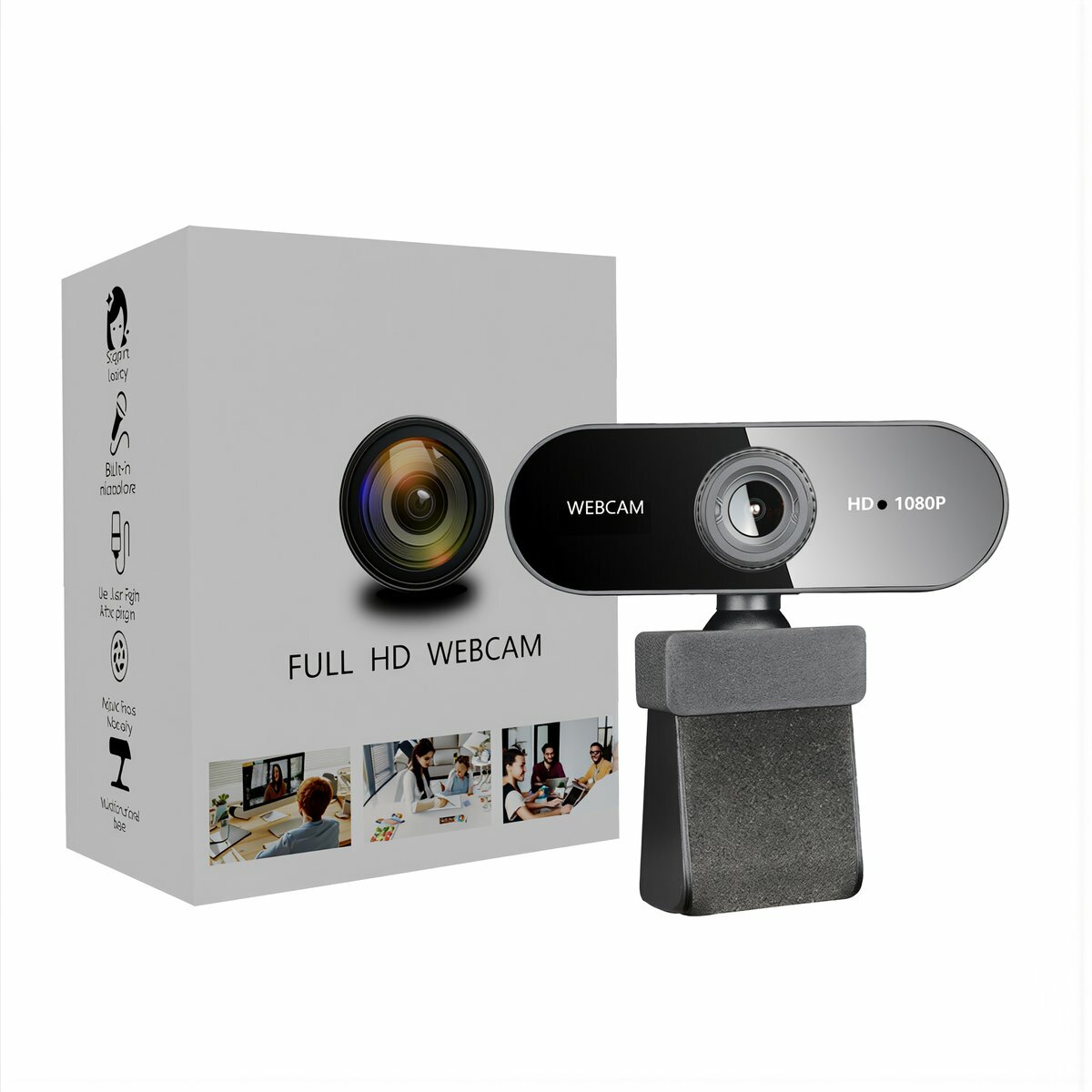 Камера для компьютера 1080P Full HD USB без драйверов со встроенным микрофоном для видеоконференций удаленной работы стриминга подходит для разных ПК, A03-1080P (стандартная комплектация, 25 кадров/с