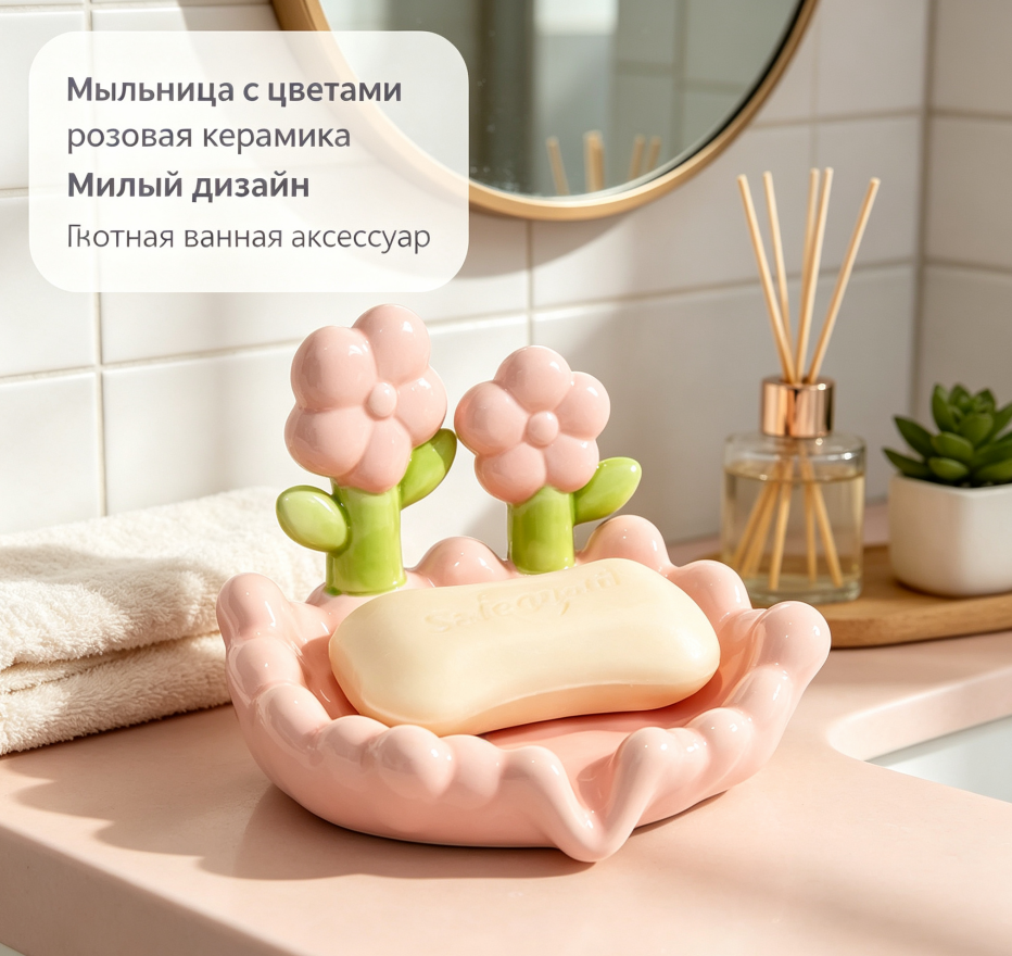 Керамическая мыльница с милым дизайном, дренажная подставка для мыла, декор для ванной комнаты