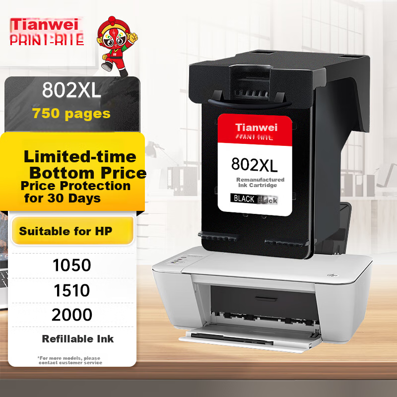 PRINT-RITE Hp802 Высокопроизводительная черная картридж-подзарядка для принтеров HP 1050 2050 1010 1000 2000 1510 1511