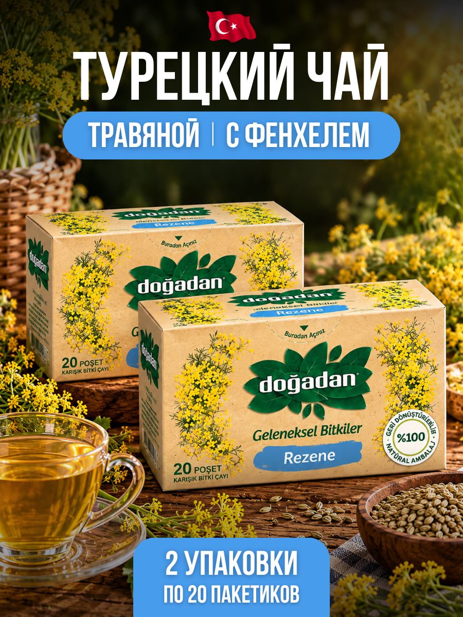 Чай травяной Фенхель пакетированный 2 уп по 20 шт