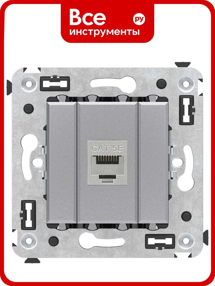 Компьютерная розетка DKC RJ 45, без шторки, в стену, кат.5e, одинарная, экранированная, Avanti, Закаленная сталь, 1 шт. 4404763
