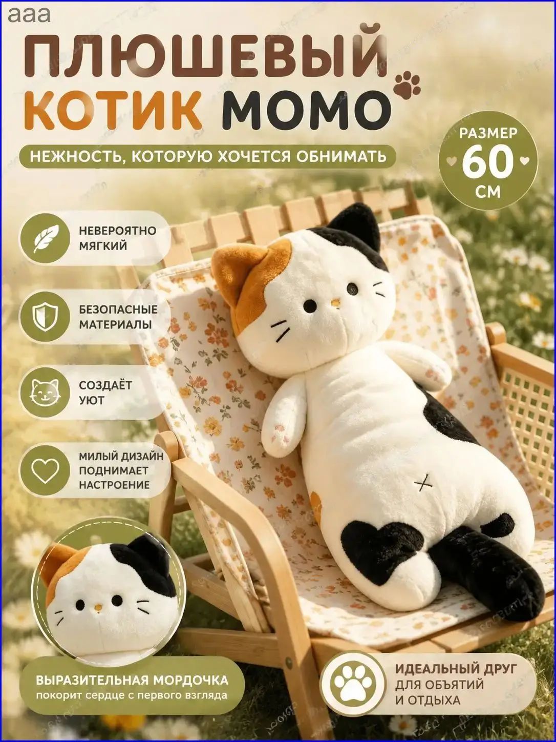 Большая плюшевая подушка-трехцветный кот, игрушка для сна, подарок для девушек shangmao1