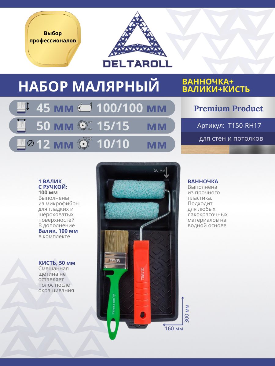 Набор малярный для покраски, мини-ванночка и валик для краски RH17