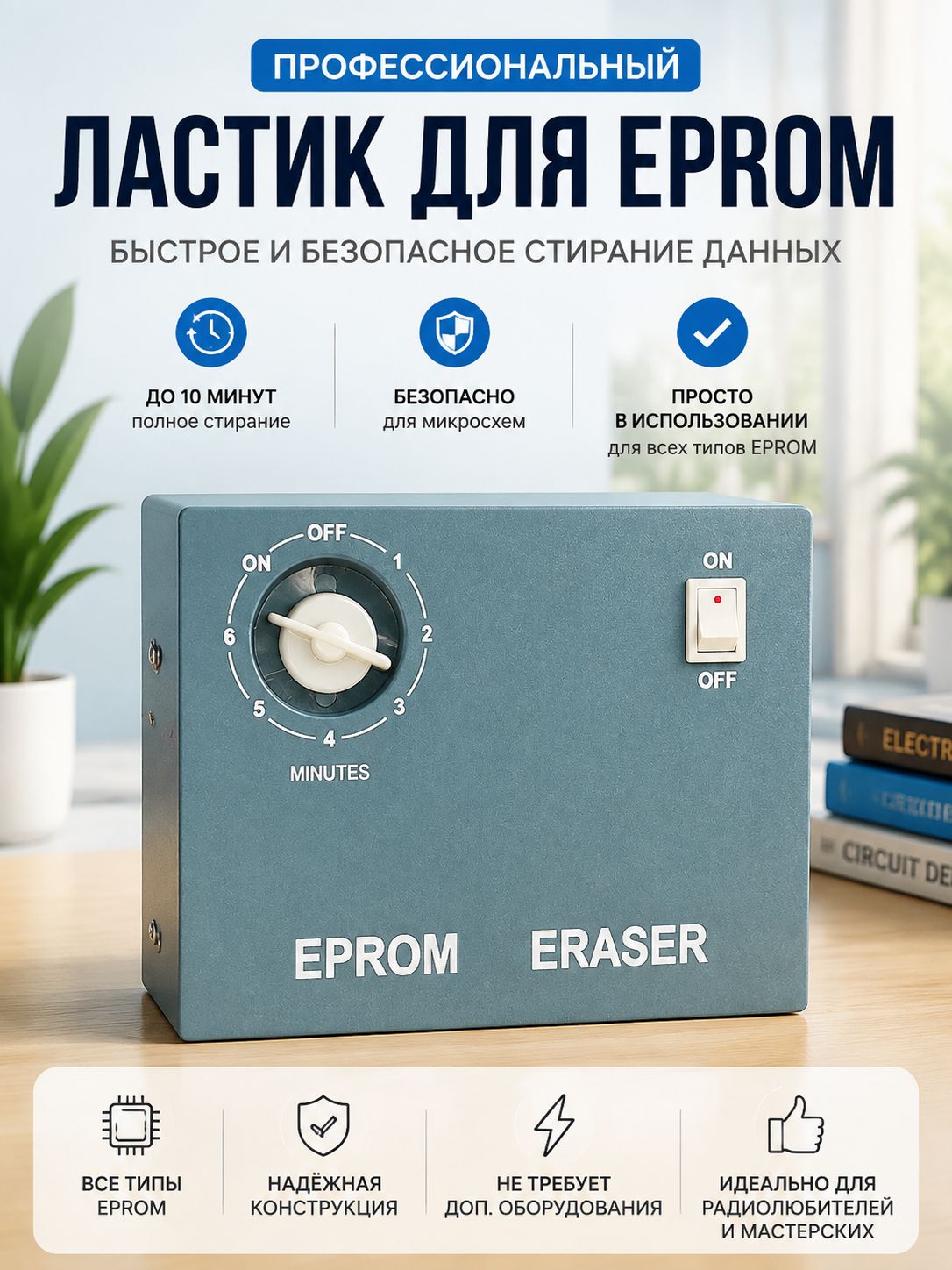 Фиолетовый свет EPROM Eraser Инструмент для стирания данных EPROM Ультрафиолетовый свет