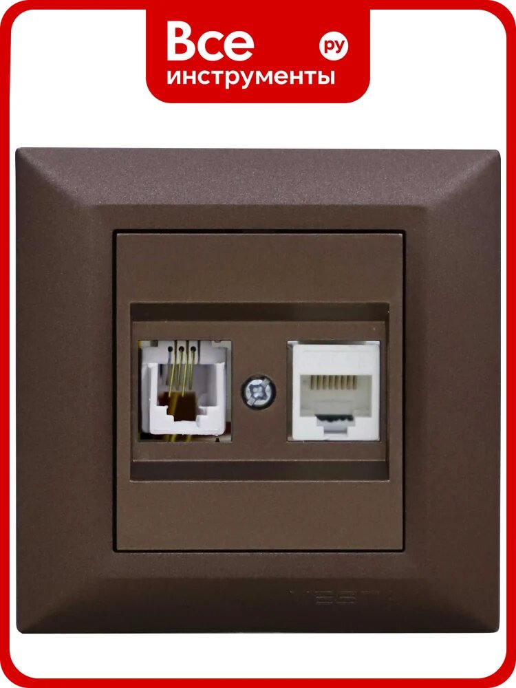 Розетка Metronex Electric Roma Choco для сетевого кабеля LAN + Phone FRZ00020226TKR