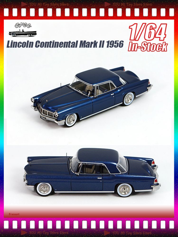 Коллекционная игрушечная машинка GFCC 1:64 Lincoln Continental Mark II 1956 синего цвета