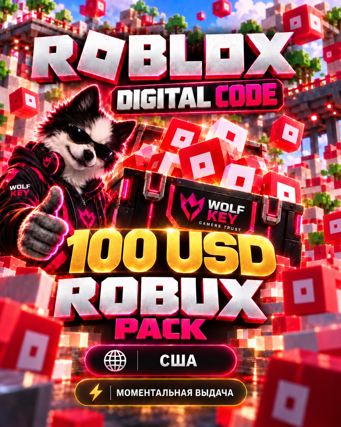 Код активации на 100 USD | USA | Подарочная карта Роблокс | Пополнение счета Roblox | 100 USD Соединенные Штаты
