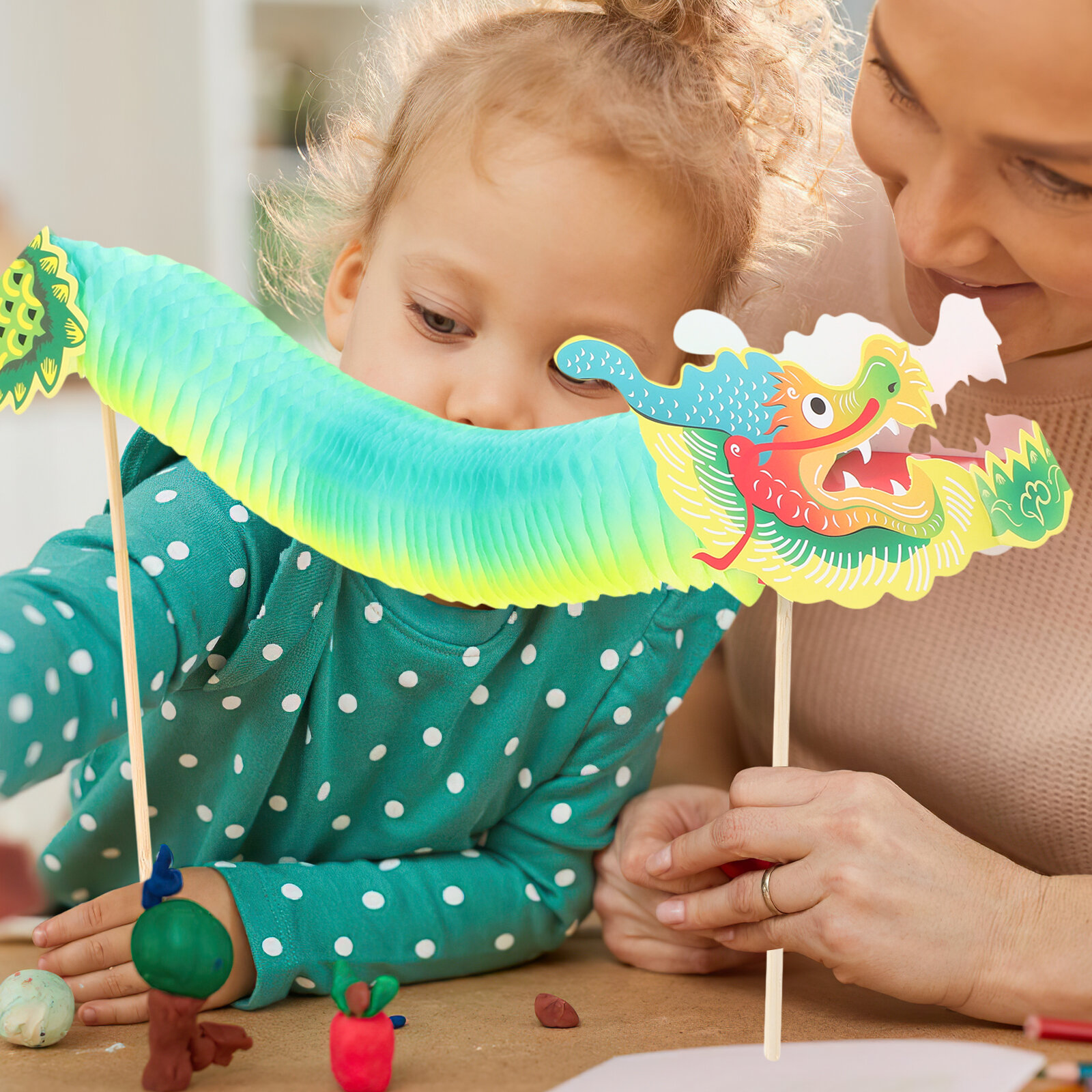 5 Штук Китайский Новый Год Декоративный Бумажный ДраконDIY 3D Декор 17.00X10.00X1.50Cm