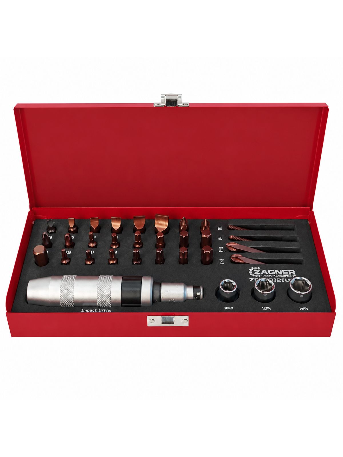 ZGN-BI2058 Отвертка ударная с набором бит PH, SL, HEX, TORX 30 пр. сталь S2