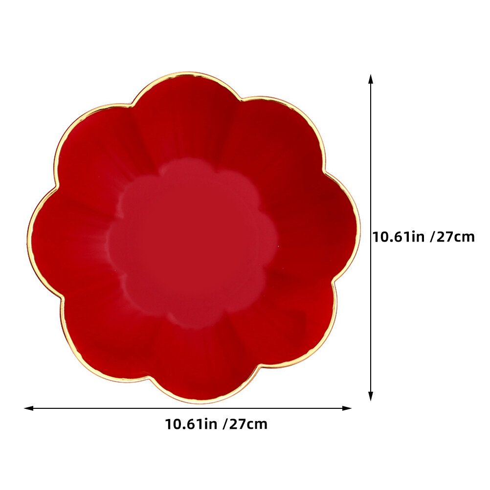Поднос Для Фруктов В Forme Цветка Красный Поднос Для Снеков 27.00X27.00X6.00Cm