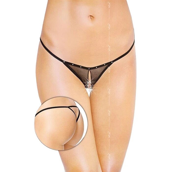 Стринги Softline Pants&Thongs, с вырезом, из полиамида и лайкры, черные