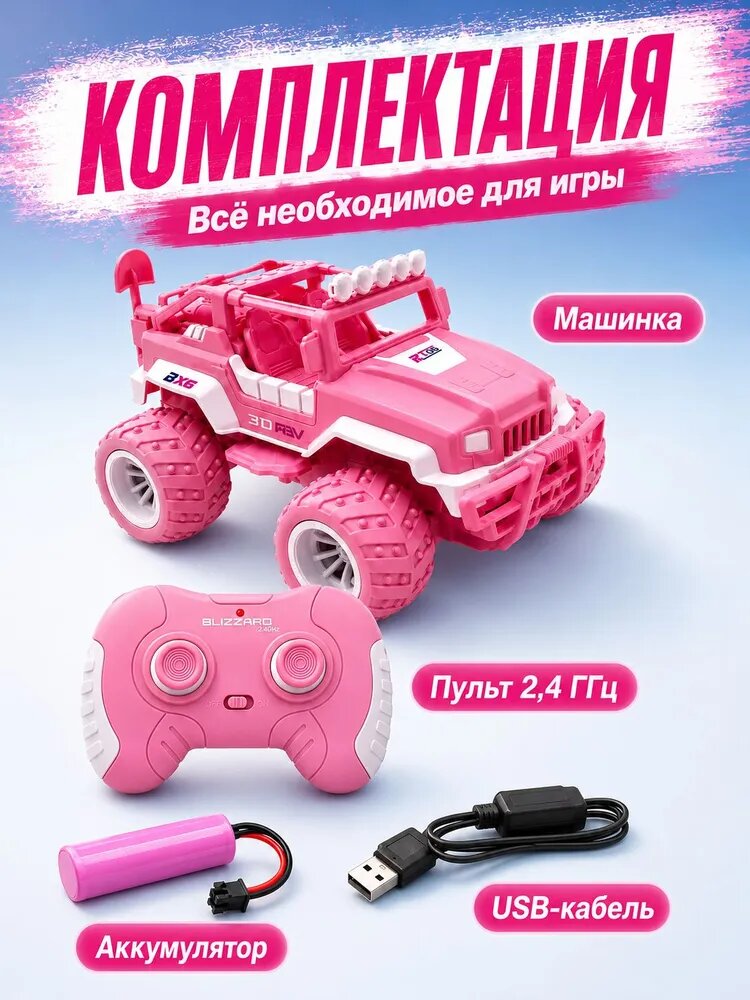 Машинка розовая CROSS-COUNTRY 500 mAh на радиоуправлении