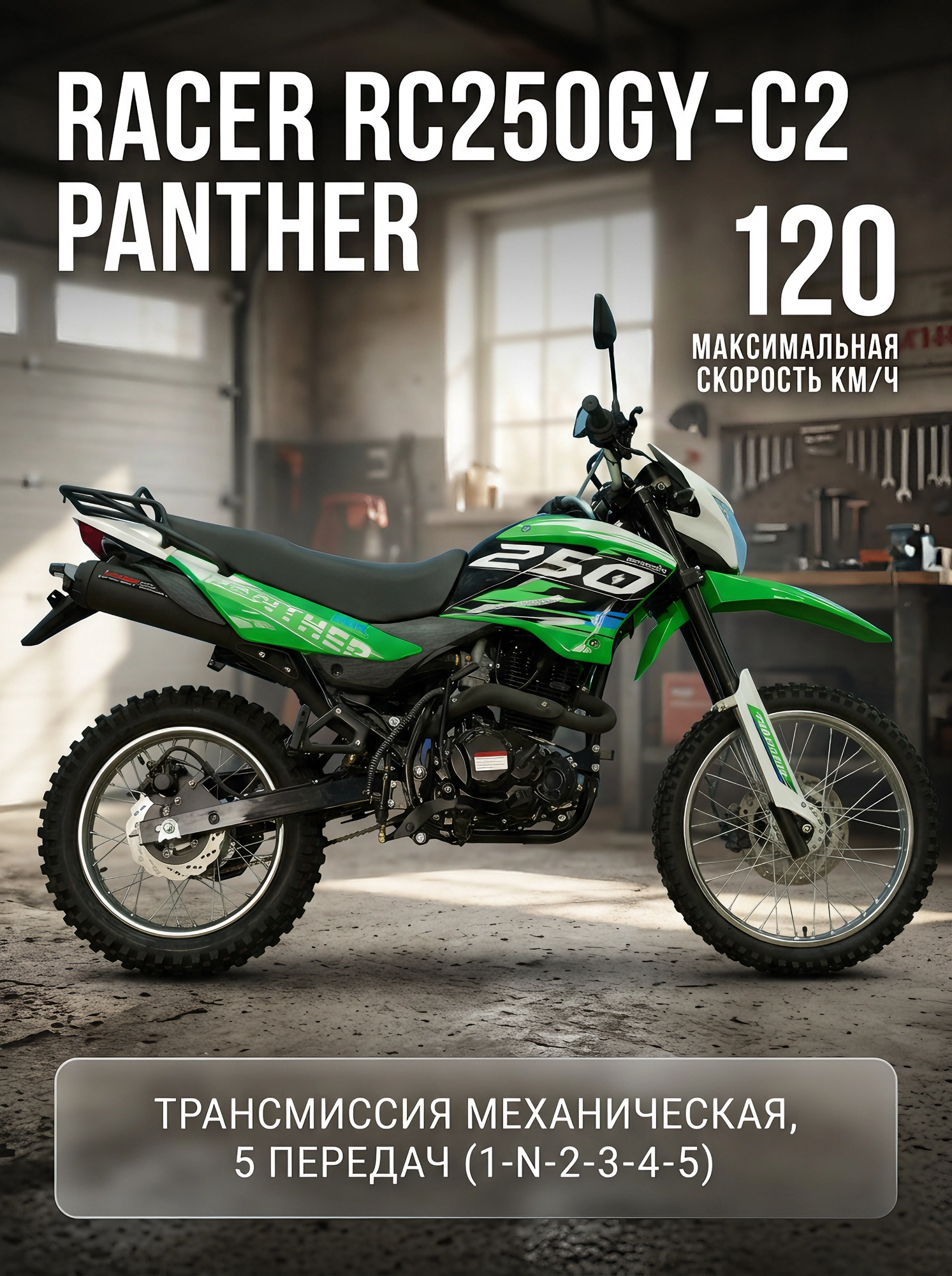 Мотоцикл RACER RC250GY-C2 PANTHER_зел (с ПТС в заводской упаковке)