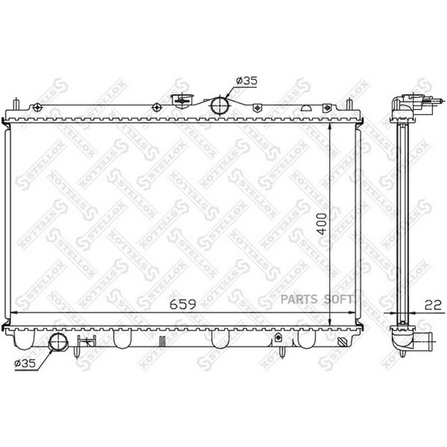 STELLOX 1025096SX 10-25096-SX радиатор системы охлаждения!\ Mitsubishi Carisma 1.6/1.8 16V 95>