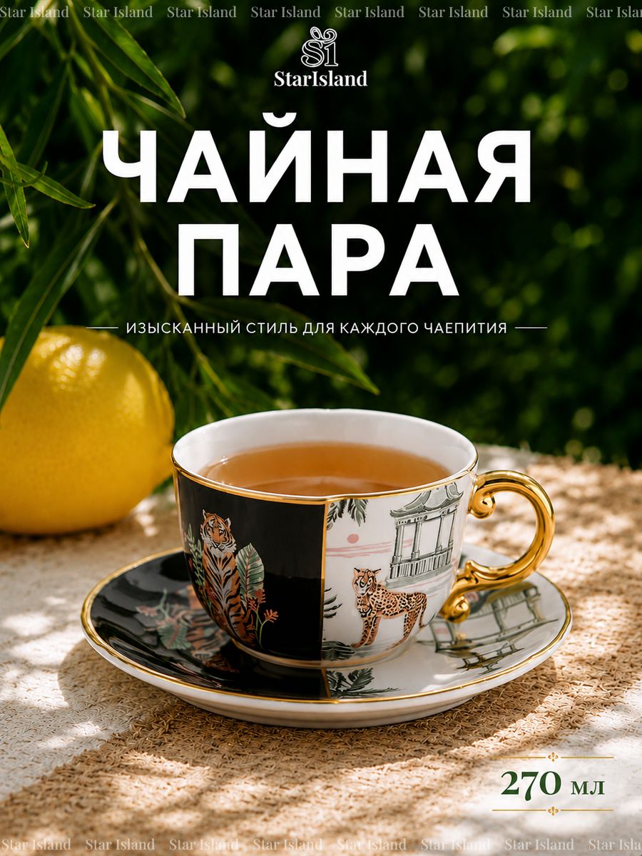 Сервиз чайный "Чайная пара, Half & Half, Тигр и павильон" 270 мл 2 предм. на 1 перс.