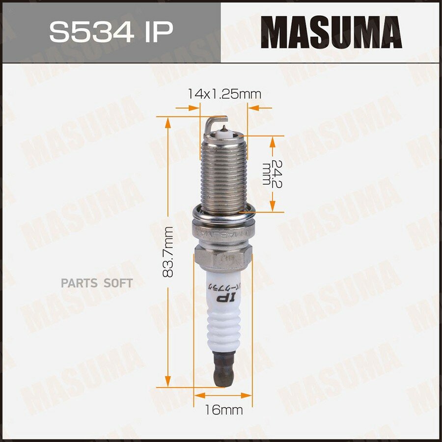 Свеча зажигания Masuma S534IP Iridium + Platinum (PLFR5A-11) MASUMA S534IP | цена за 1 шт