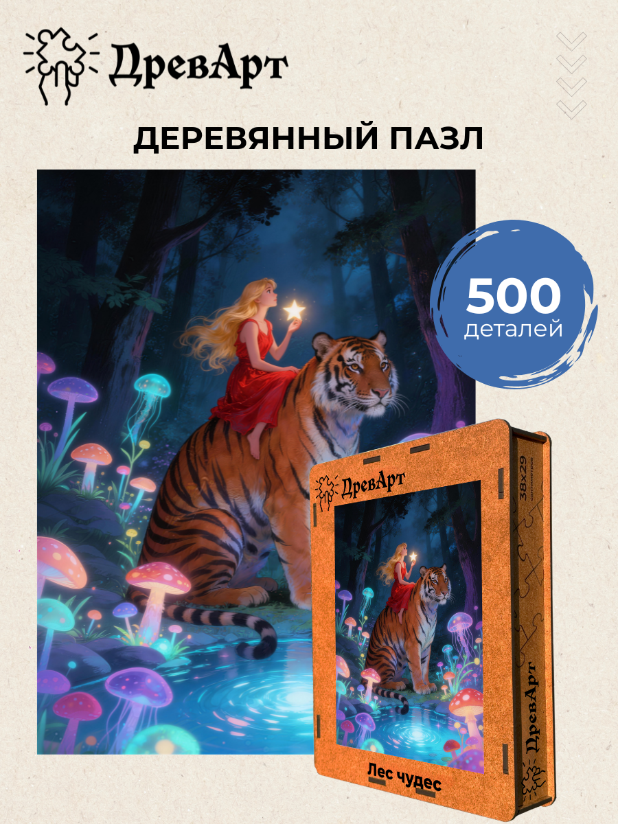 Деревянный пазл 500 деталей - Лес Чудес