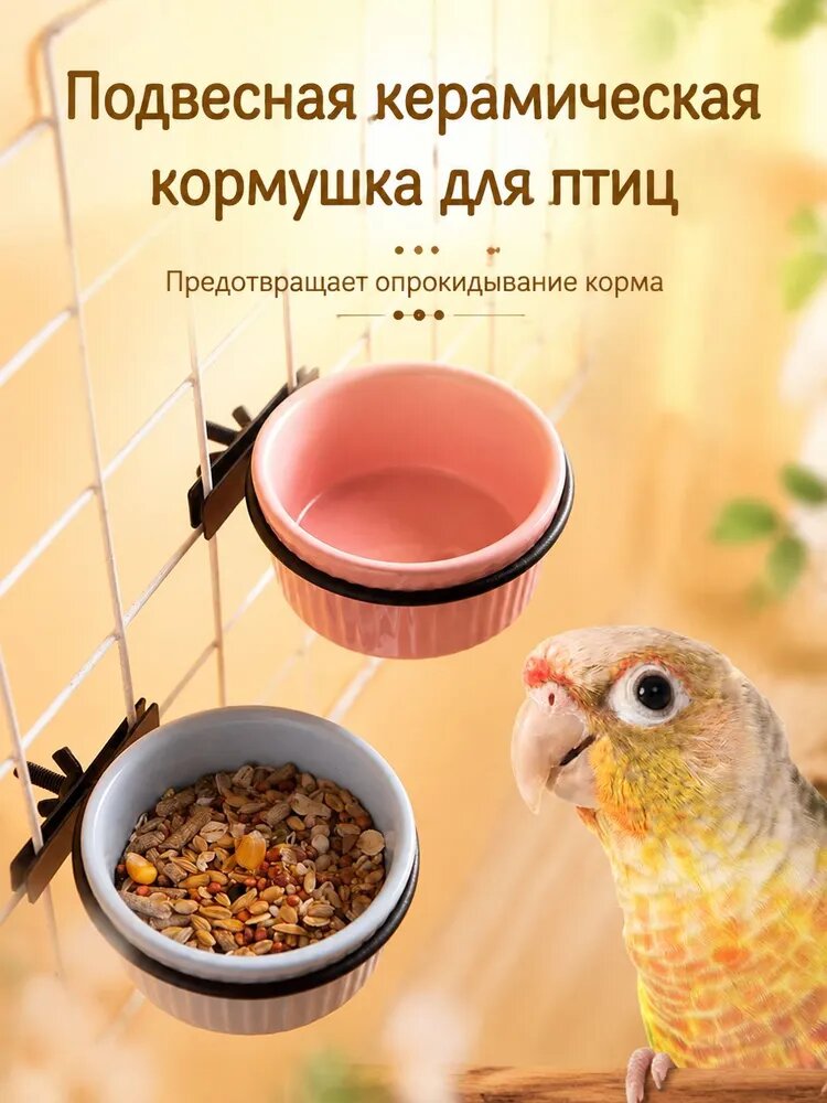 Подвесная керамическая миска для грызунов, кормушка с креплением на клетку для хомяков, сумчатых белок, предотвращает опрокидывание 2