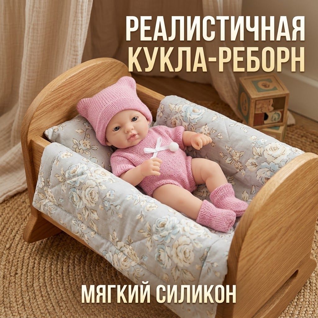Мини реборн силиконовый девочка 18 см (7 дюймов) / Кукла пупс реборн мини мягкая реалистичная в одежде