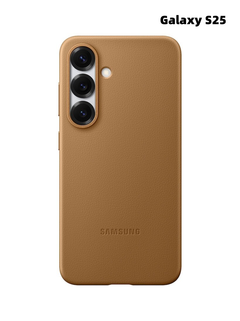 Защитный чехол для Samsung Galaxy S25 из экологичной искусственной кожи, коричневый, модель EF-VS931PFEGCN.