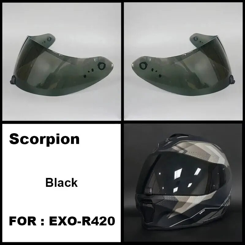 Мотошлем SCORPION EXO-R420 С Полнолицевым Визором И Защитой От УФ-излучения – Черный, Black