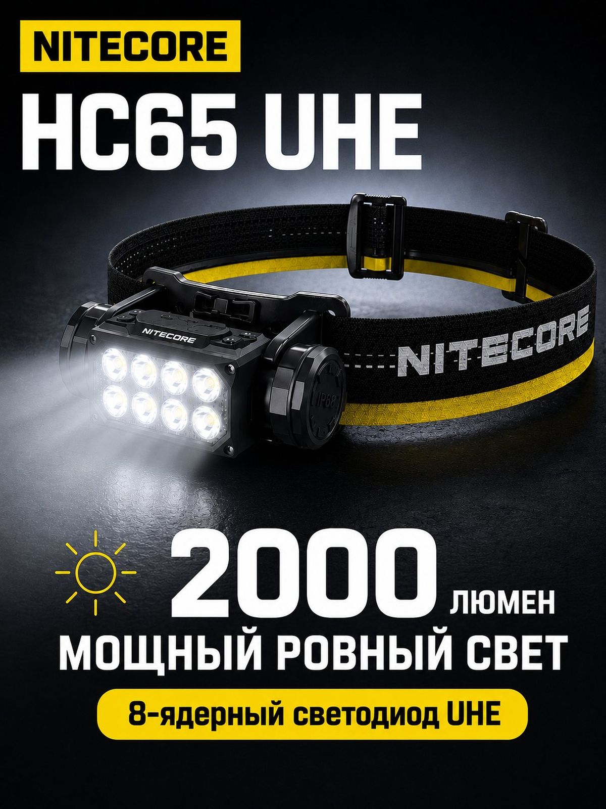 NITECORE HC65UHE Фонарь налобный аккумуляторный мощный светодиодный, со сменным аккумулятором 18650