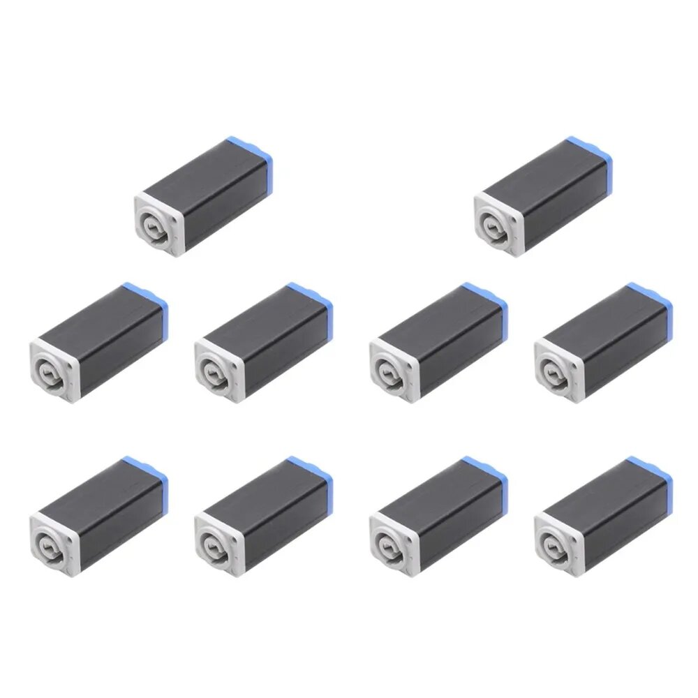 10x Светодиодный Адаптер-Удлинитель PowerCon AC Coupler, Разъем Сине-Белый