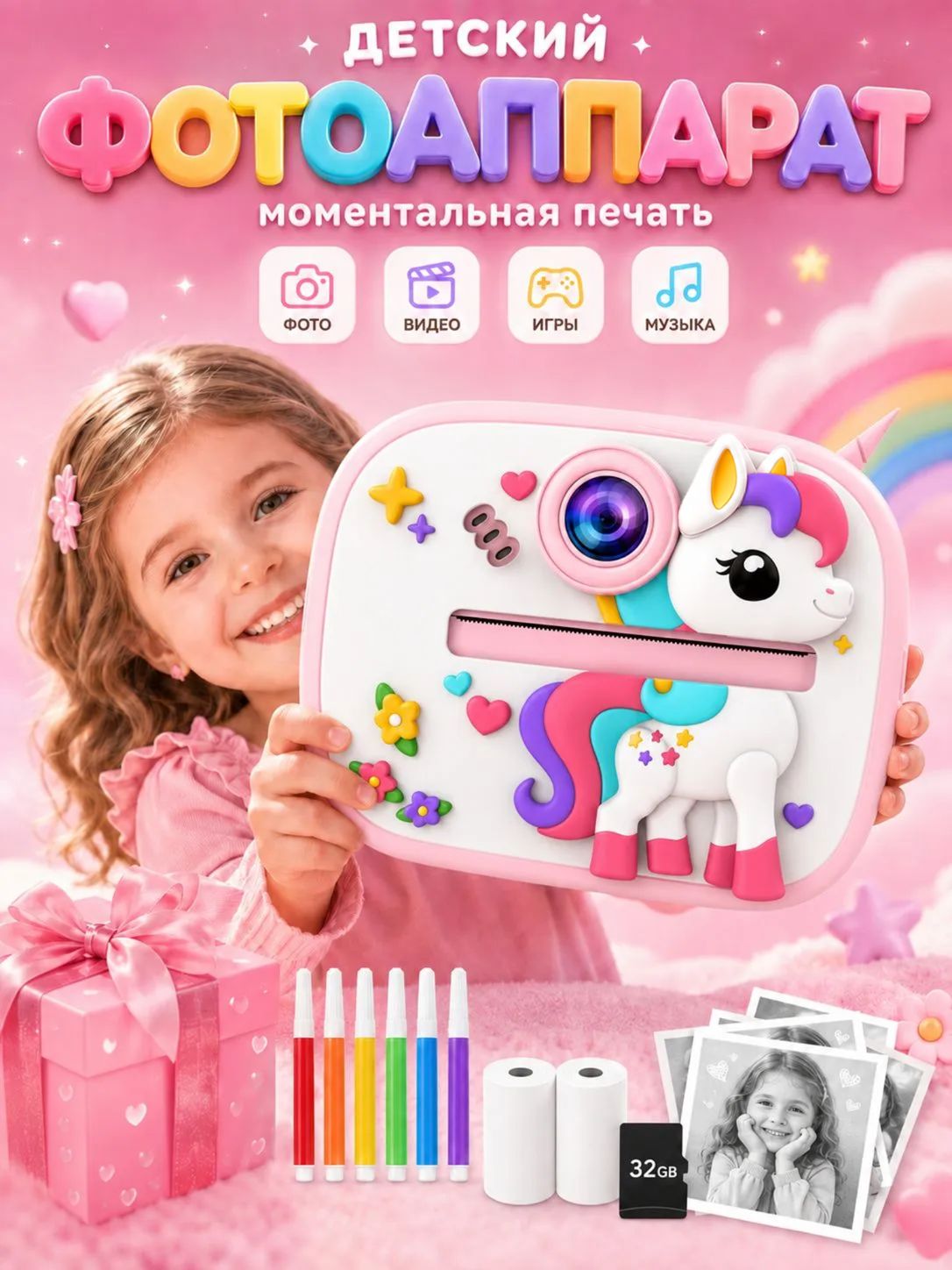 Фотоаппарат детский мгновенной печати