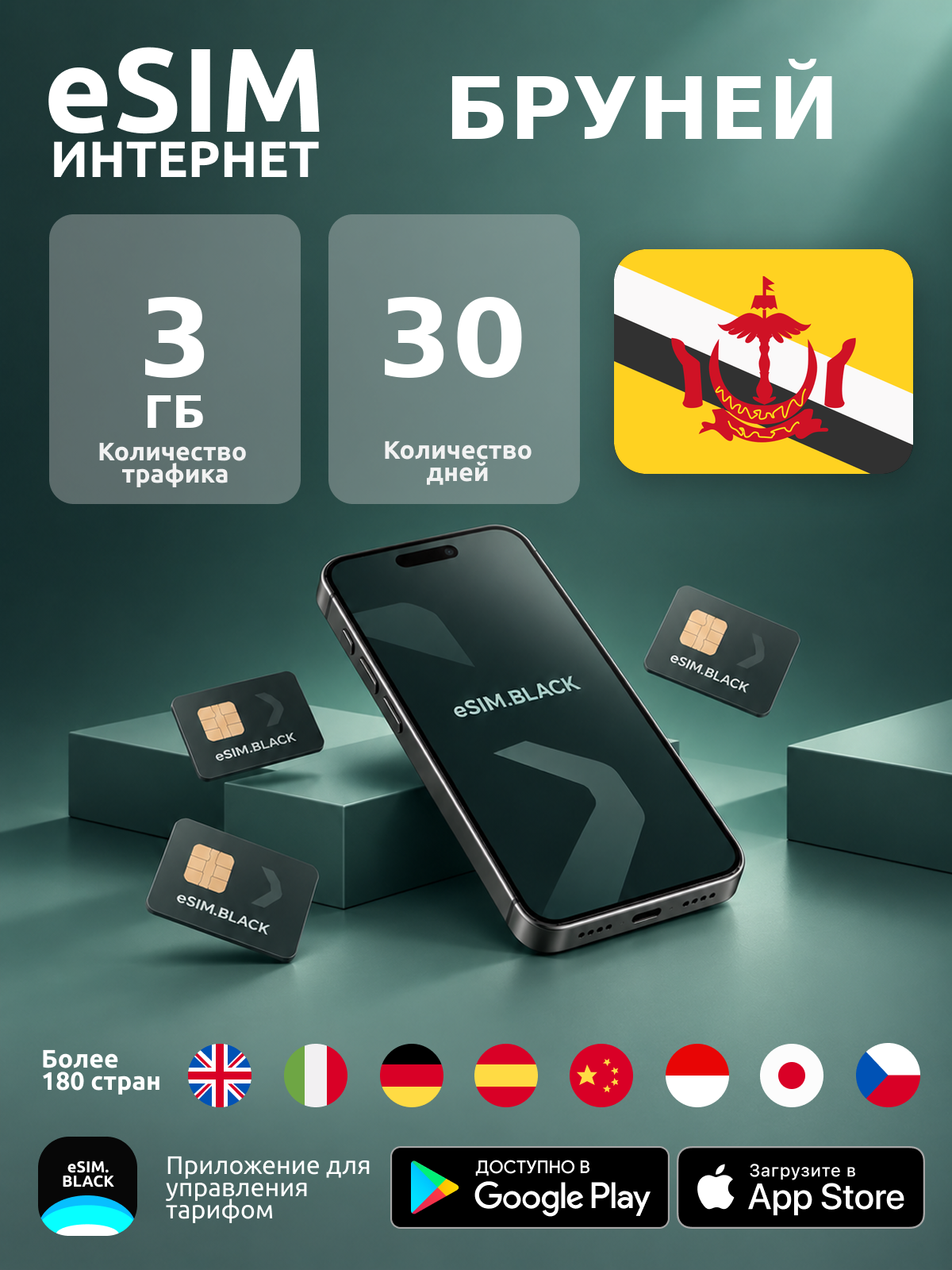 Бруней/30 дней/3 ГБ - eSIM для мобильного интернета ( iPhone | Android ).