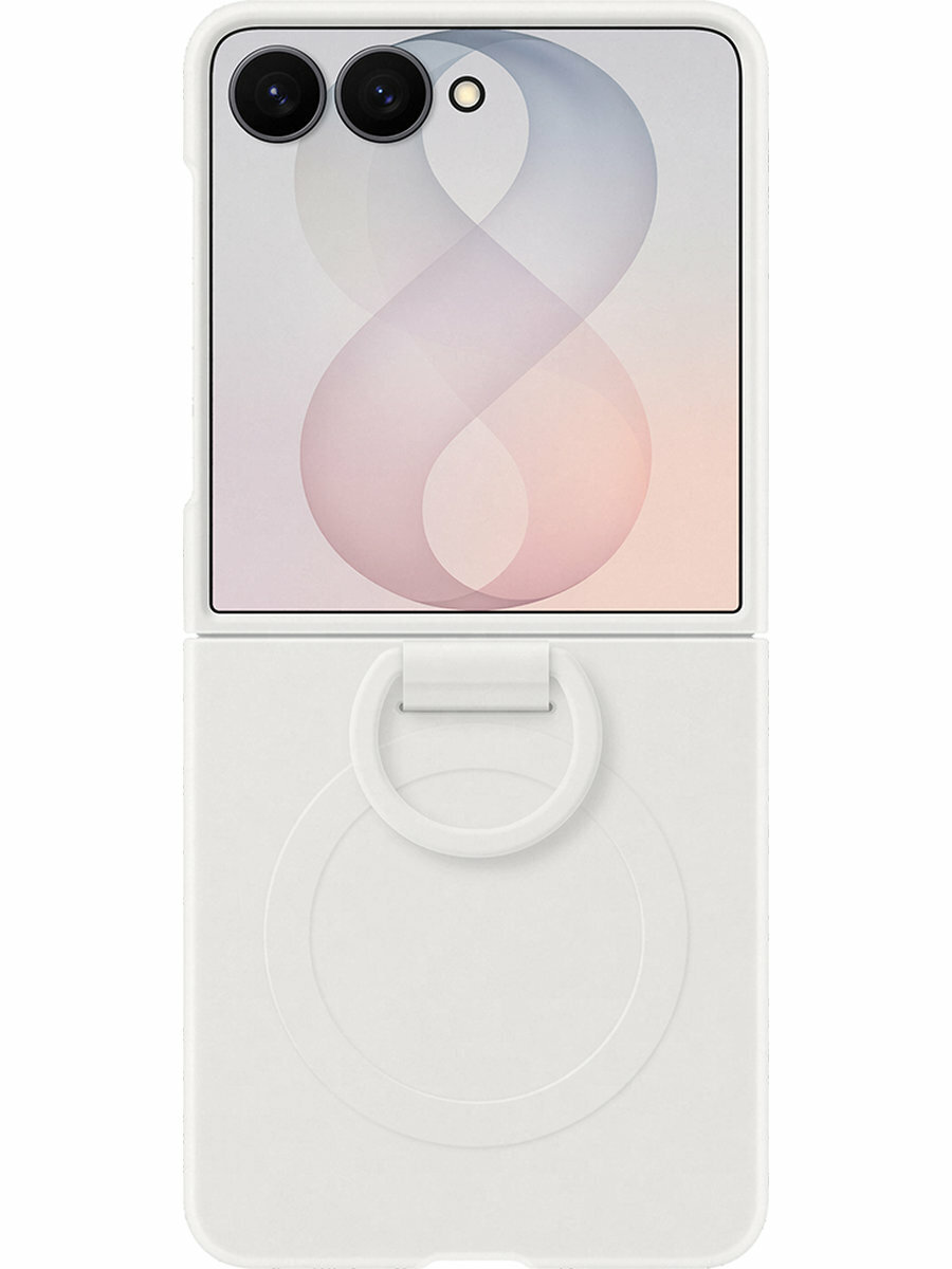 Клип-кейс Samsung Silicone Ring Magnet для Galaxy Z Флип8 с кольцом и магнитным креплением Кремовый