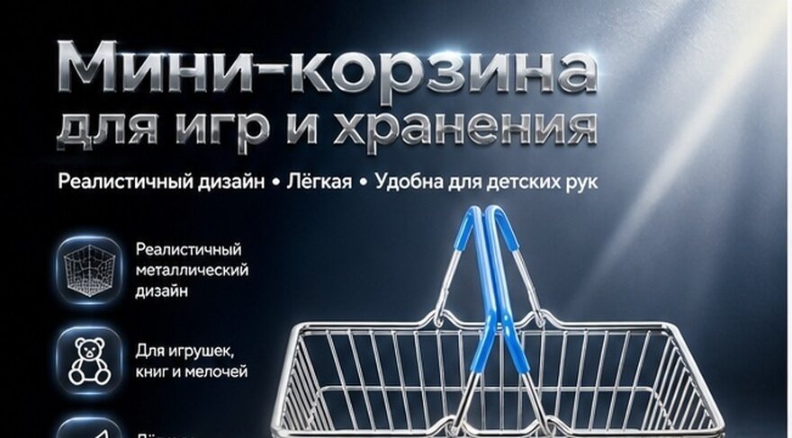 Корзина Для Покупок С Ручками Для Детей Голубого Цвета 14 50X10 50X6 00Cm
