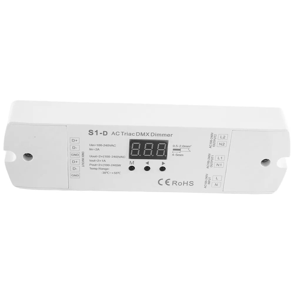 Светодиодный диммер DMX с симистором 100 В - 240 В, 288 Вт, 2 канала, DMX512, светодиодный дисплей S1-D Набор инструментов