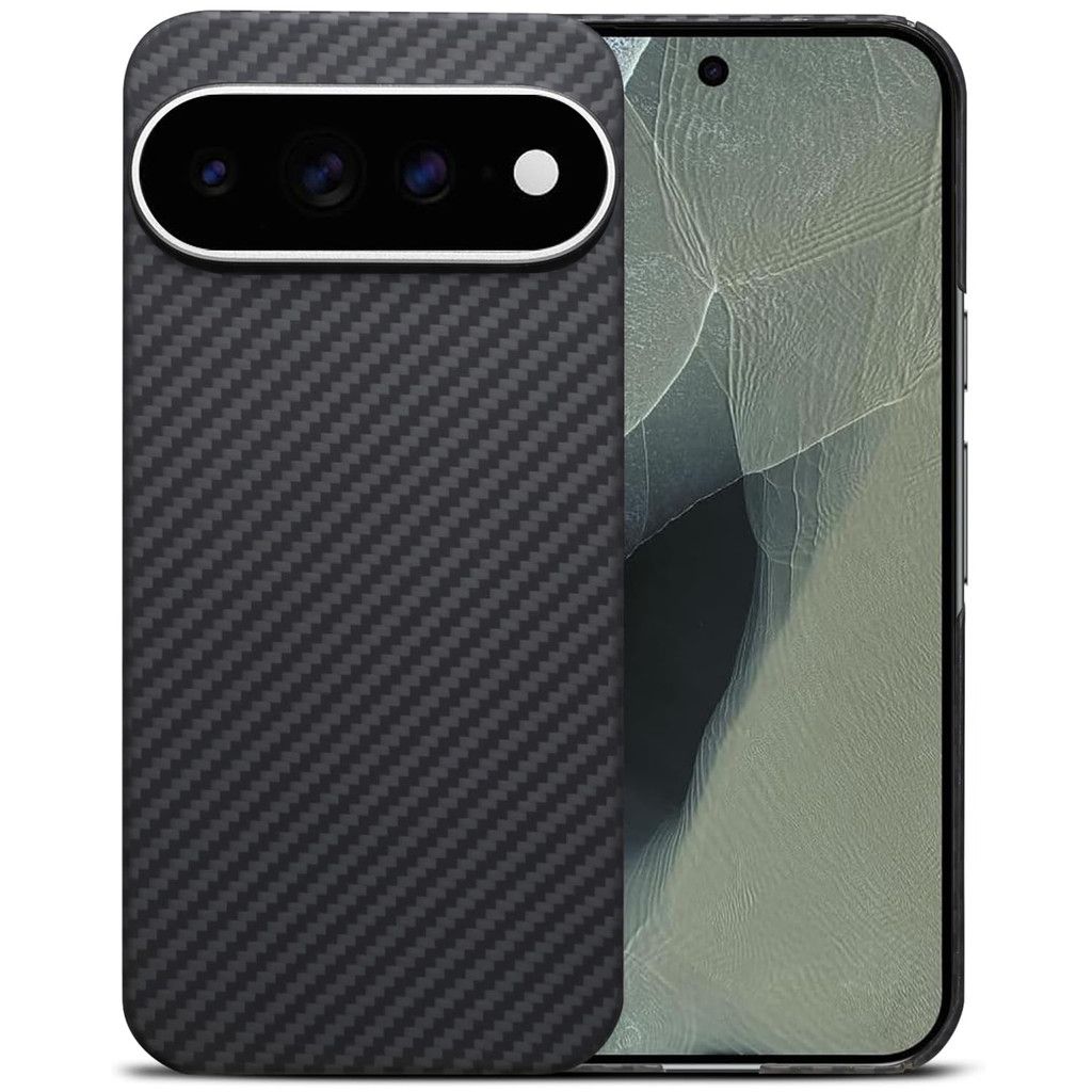 Оригинальный магнитный чехол из углеродного волокна для Google Pixel 11 Pro XL с встроенным металлическим кольцом для камеры, тонкий и легкий, из арамидного волокна, черный