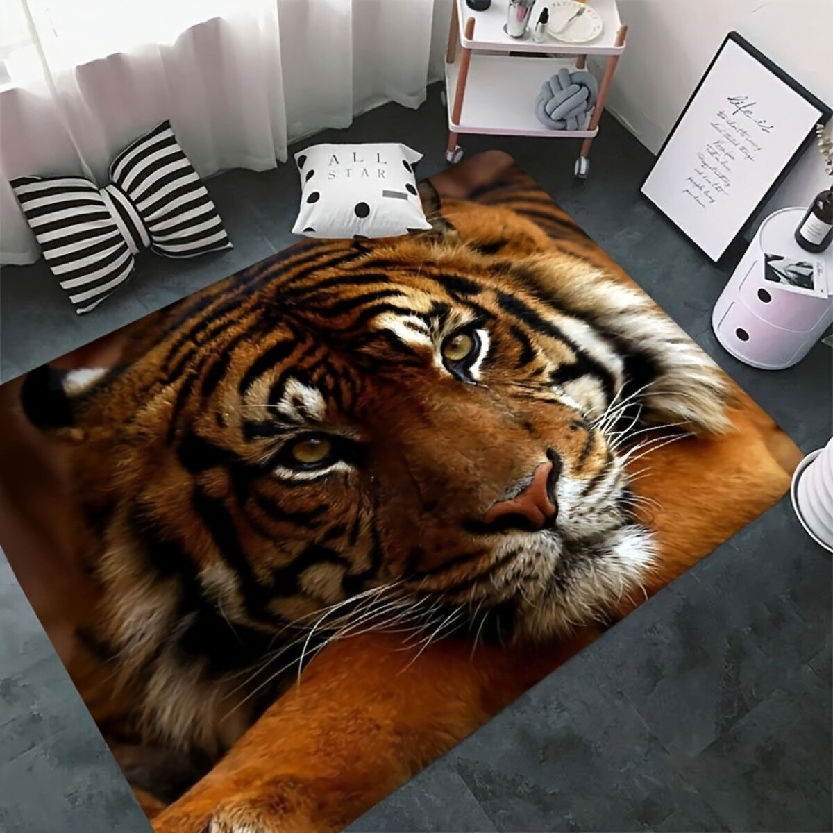 Коврик напольный с 3D-печатью тигра, толщина 1 см, 60x90 см