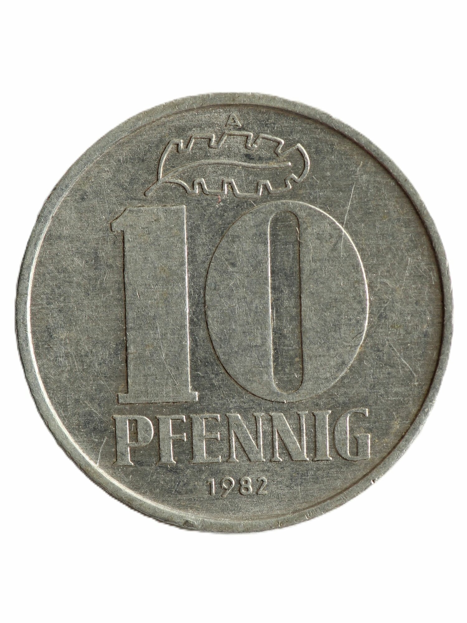 Подлинная монета Германии ГДР 10 пфеннигов 1982 года А