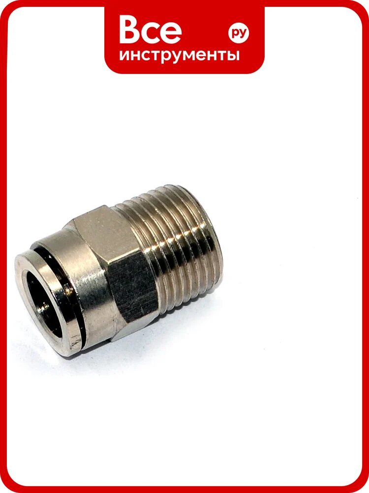 Пневмофитинг латунный прямой HIMPT NPCT 10-03, с наружной резьбой R3/8 00-00012547