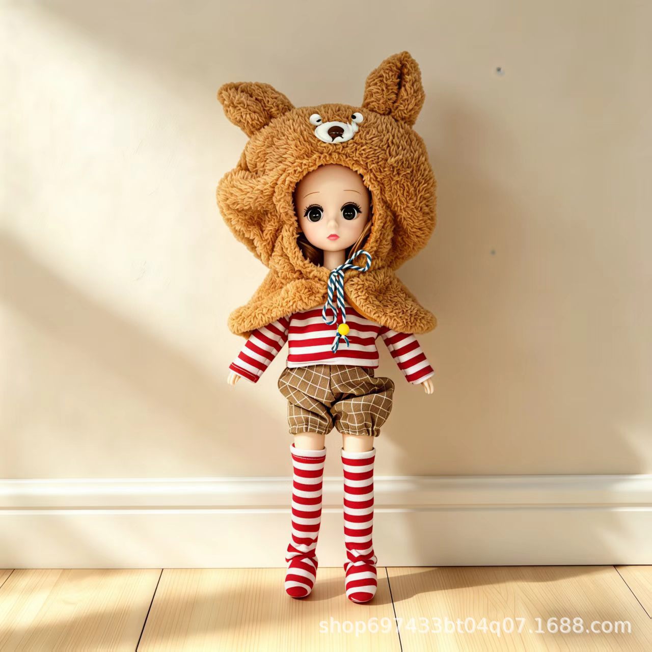 Костюм для куклы BJD 12" (30 см) Плащ коричневого медведя наряды подарок на день рождения (кукла не включена)