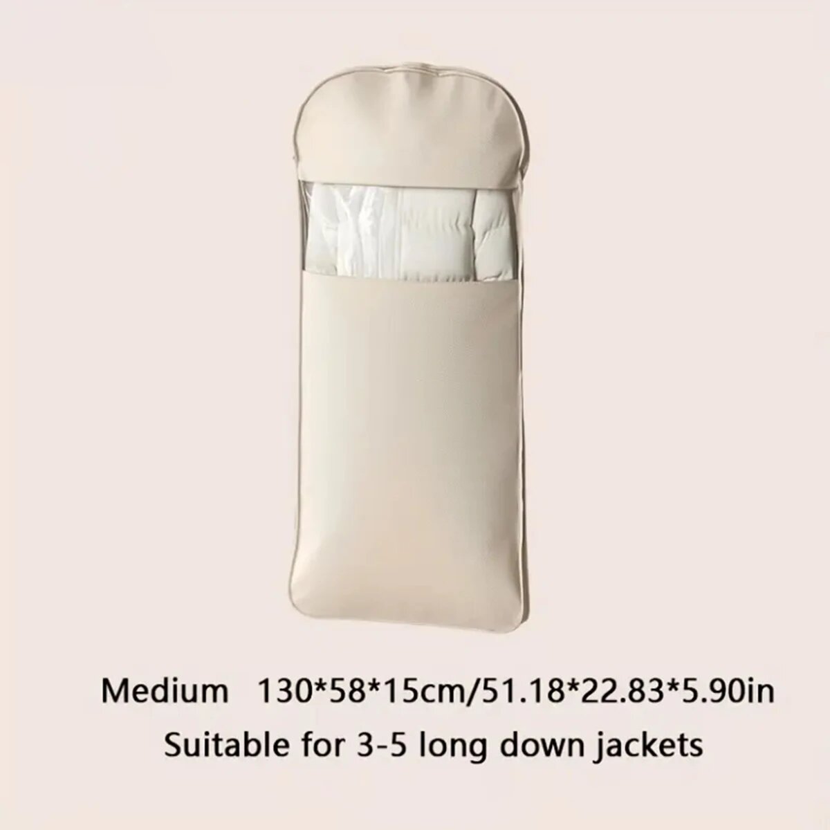 Прозрачный чехол для хранения пуховиков Beige long style