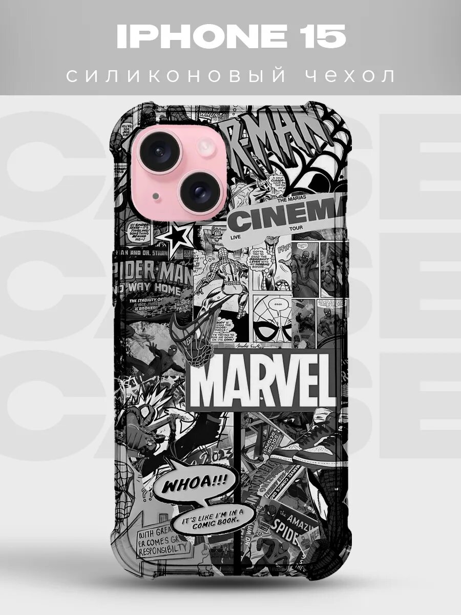 Чехол на iPhone 15 Человек-паук spiderman комикс spider man